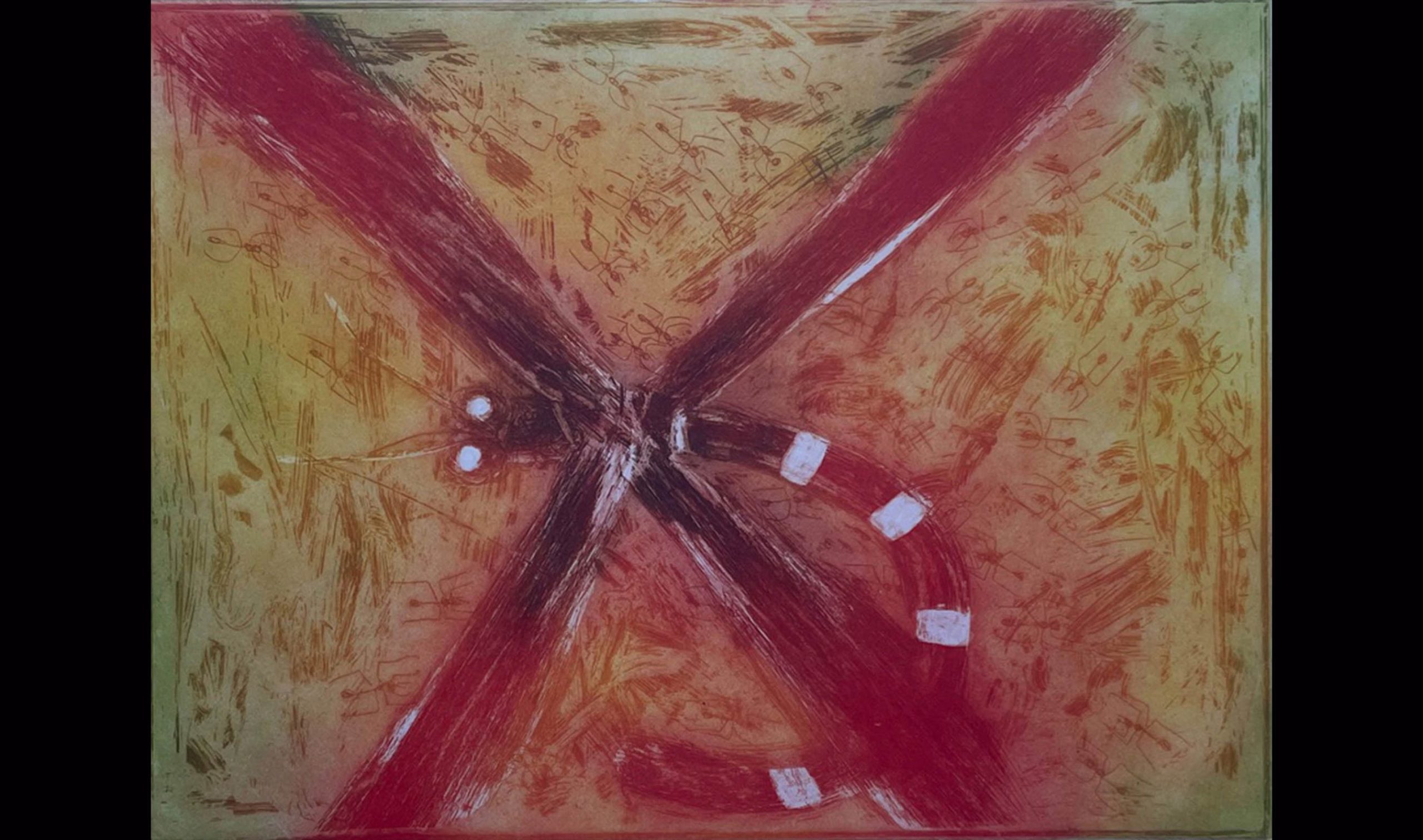 Pro Hart Etching (Aquatint with colour roll up) – Dragonfly - David Hart